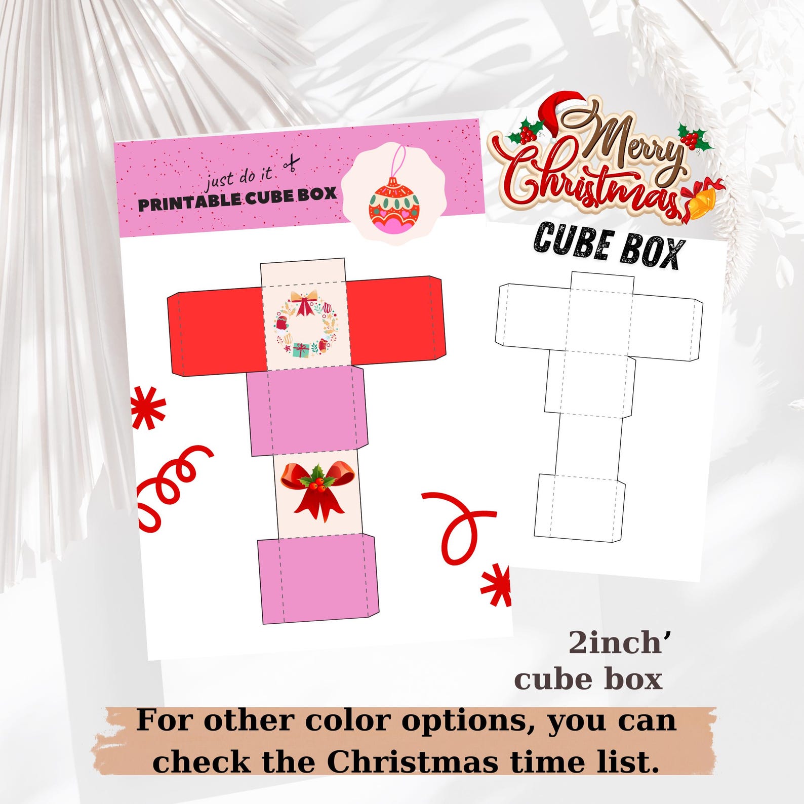 Christmas DIY Craft Cube Box- Printable Christmas Gift Idea- Cube Box ...