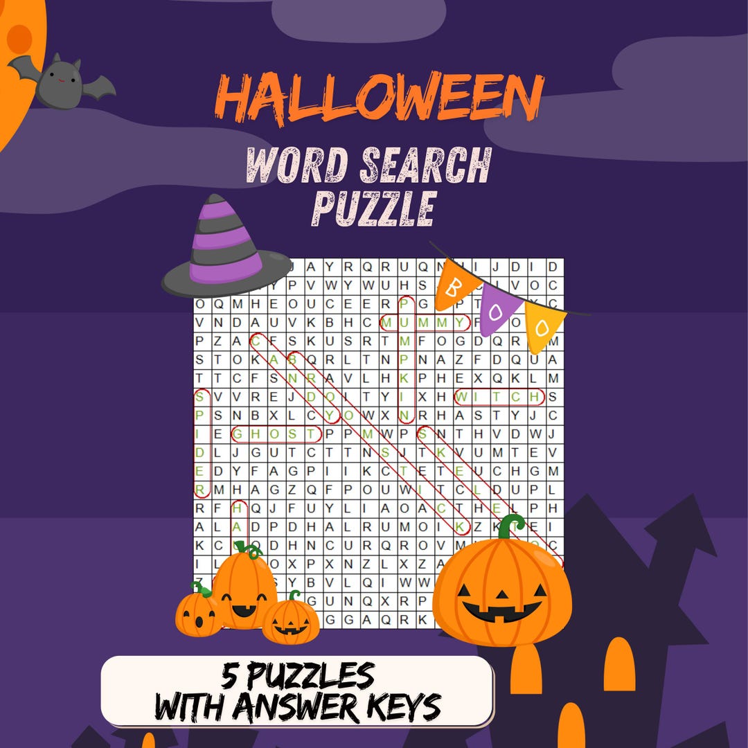 Halloween Word Search Puzzle Printable Game- Halloween Part Game ...