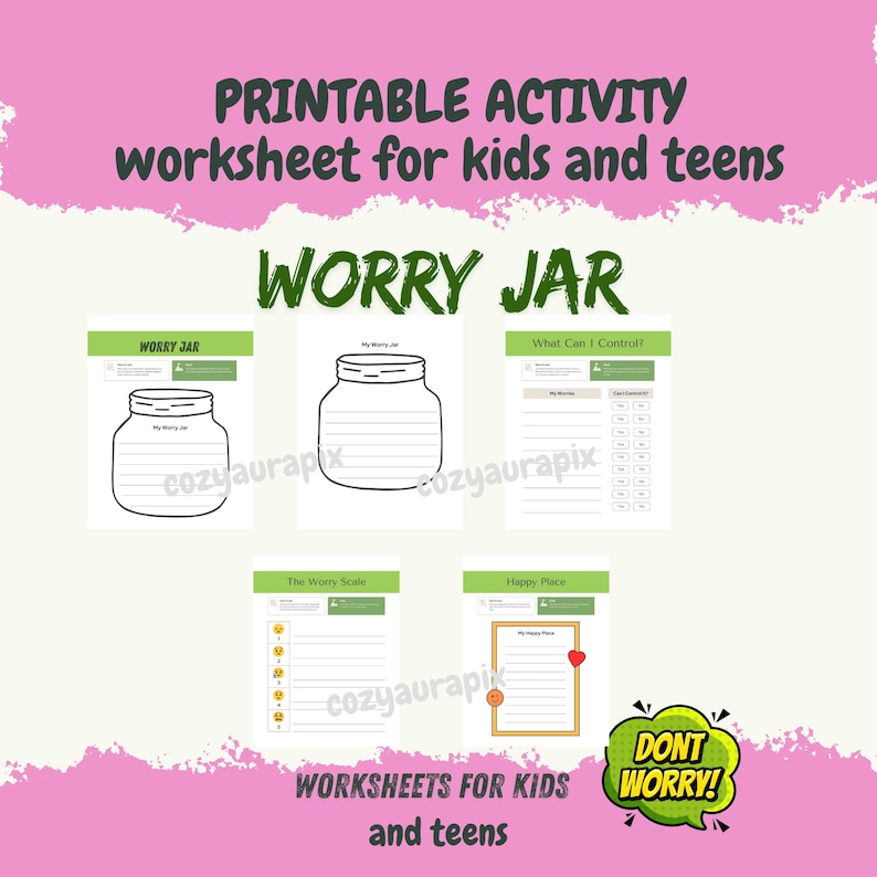Printable Worry Jar Worksheet Activity-for Kids and Teens-daycare ...