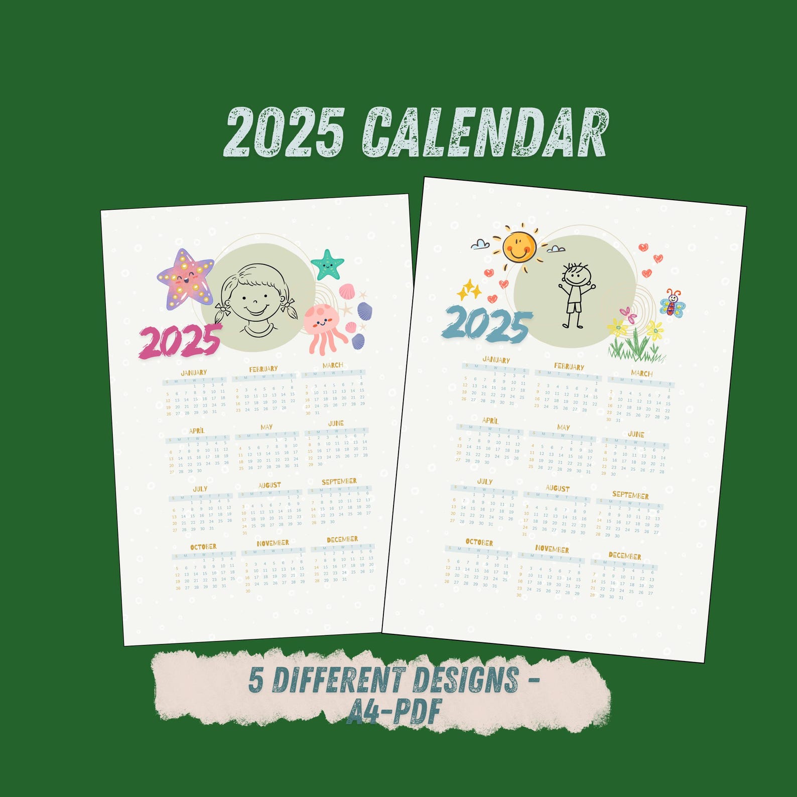 Calendar 2025 Printable -2025 Calendar -printable Christmas Decoration ...