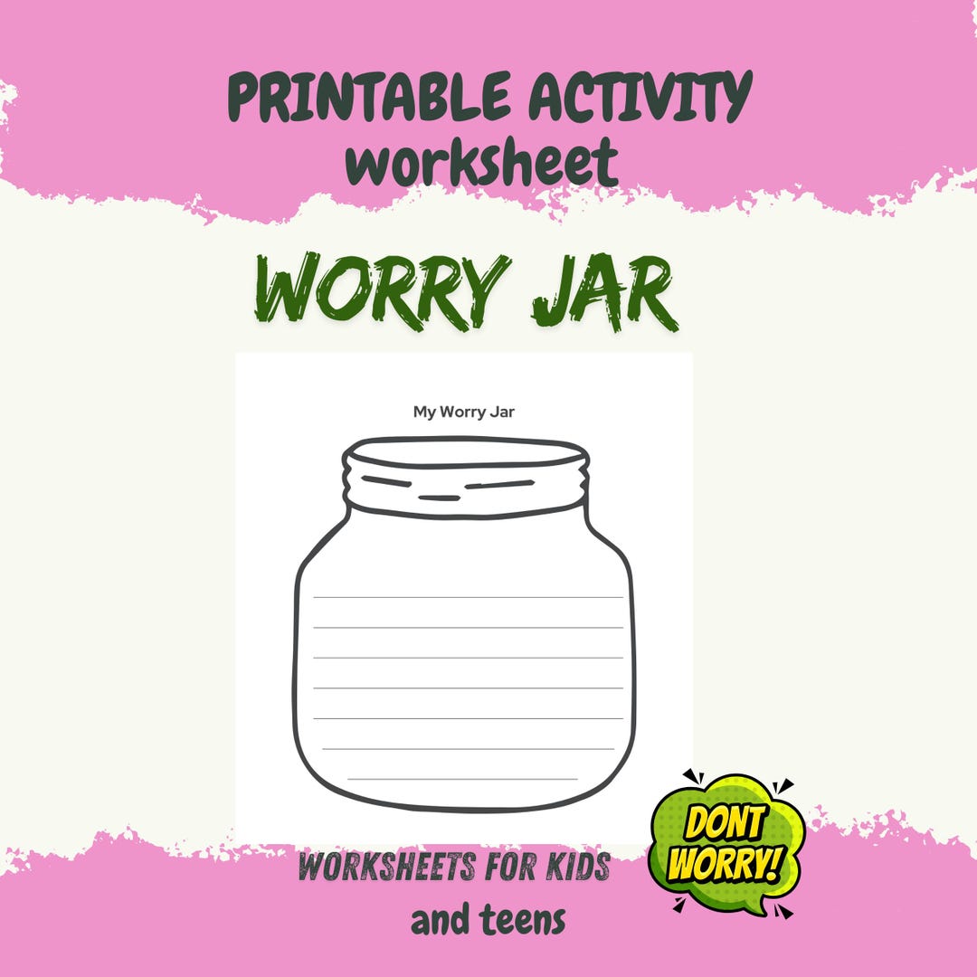 Printable Worry Jar Worksheet Activity-for Kids and Teens-daycare ...