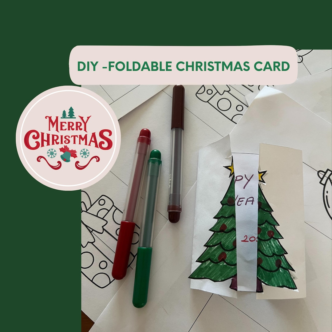 DIY Christmas Cards DIY Bundle-30 Foldable Coloring Greeting Cards ...