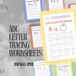 ABC Letter Tracing Worksheets With Fun Coloring Figures-colorful ABC ...