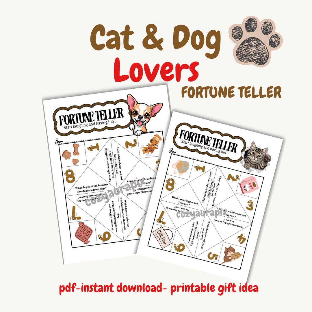 Cat & Dog Lovers Cootie Catcher Set - Funny Questions and Fortunes ...