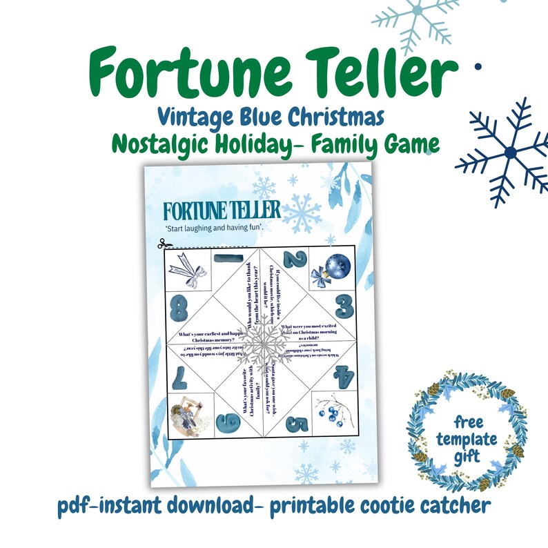 Printable Christmas Fortune Teller Game: Nostalgic Holiday Activity ...