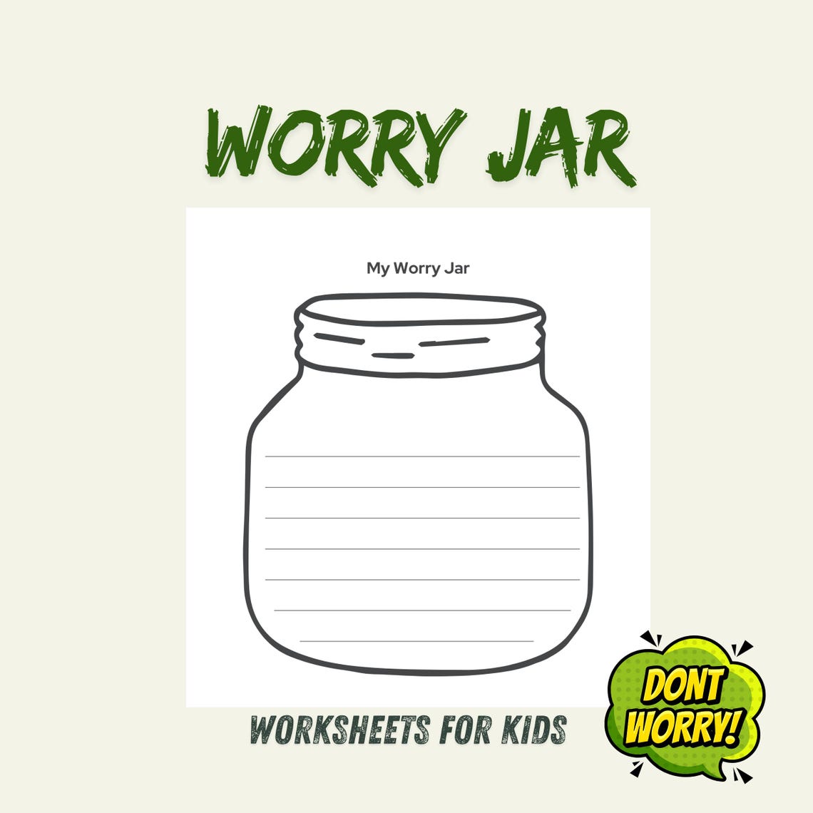 Printable Worry Jar Worksheet Activity-for Kids and Teens-daycare ...