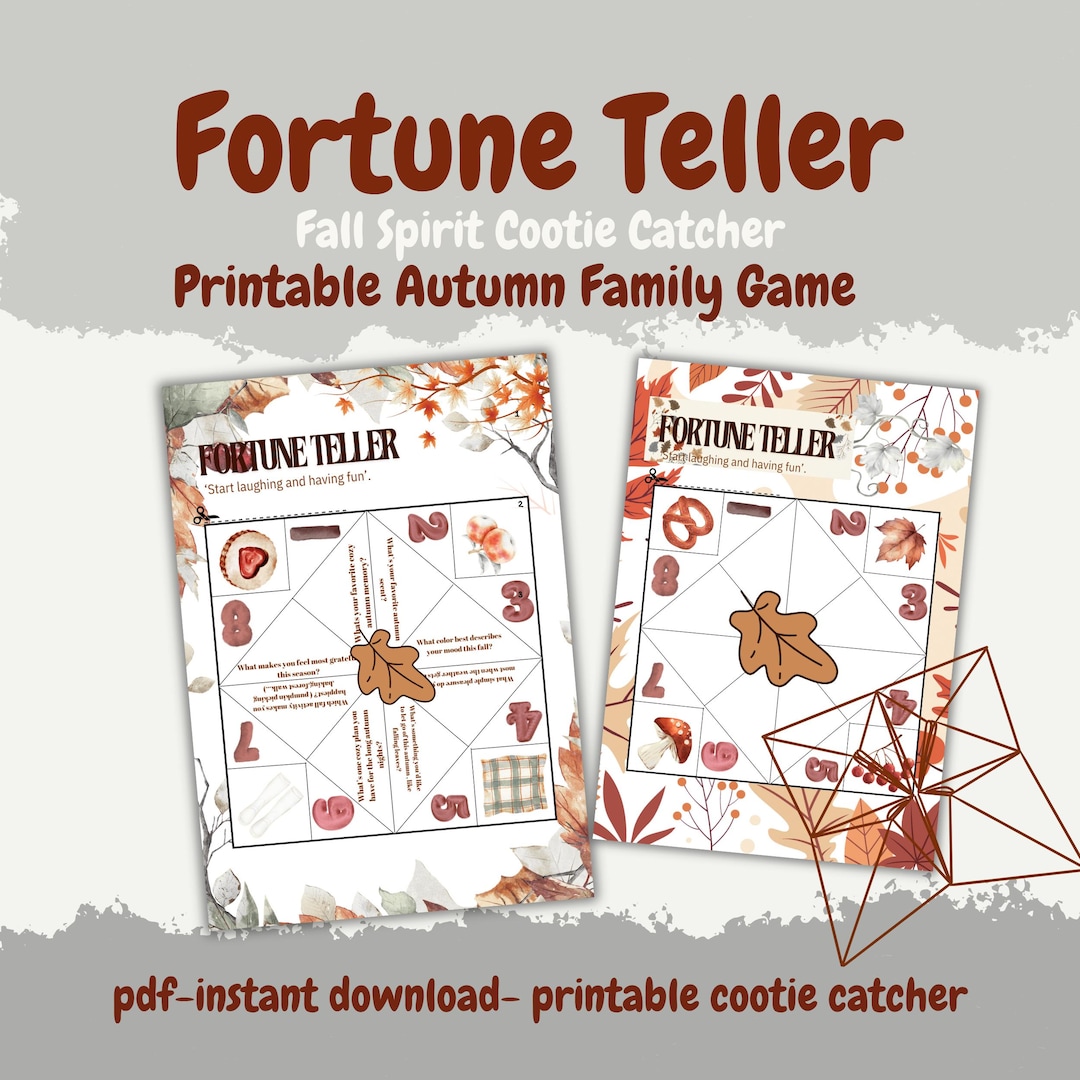 Printable Autumn Fortune Teller Game: Cozy Thanksgiving Activity (PDF ...