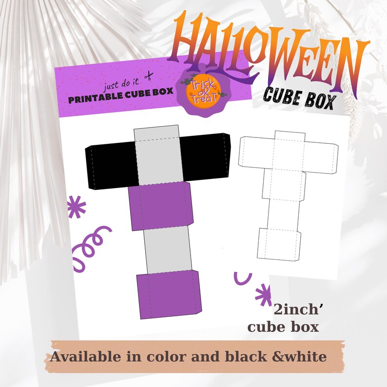 Halloween Cube Box Template,halloween Themed Square Box-printable Diy ...