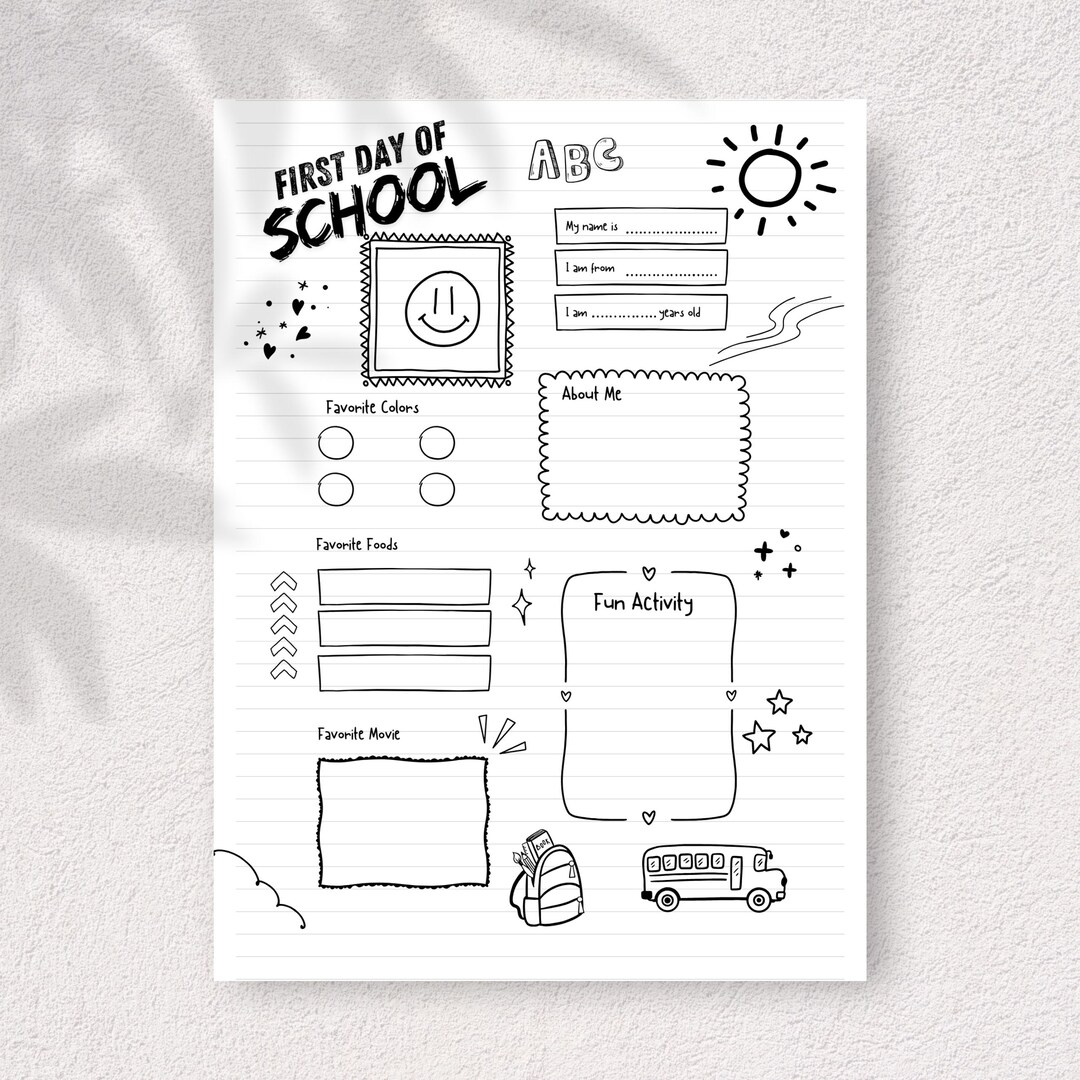 First Day of School About Me Template 1st Day of School Back to School ...