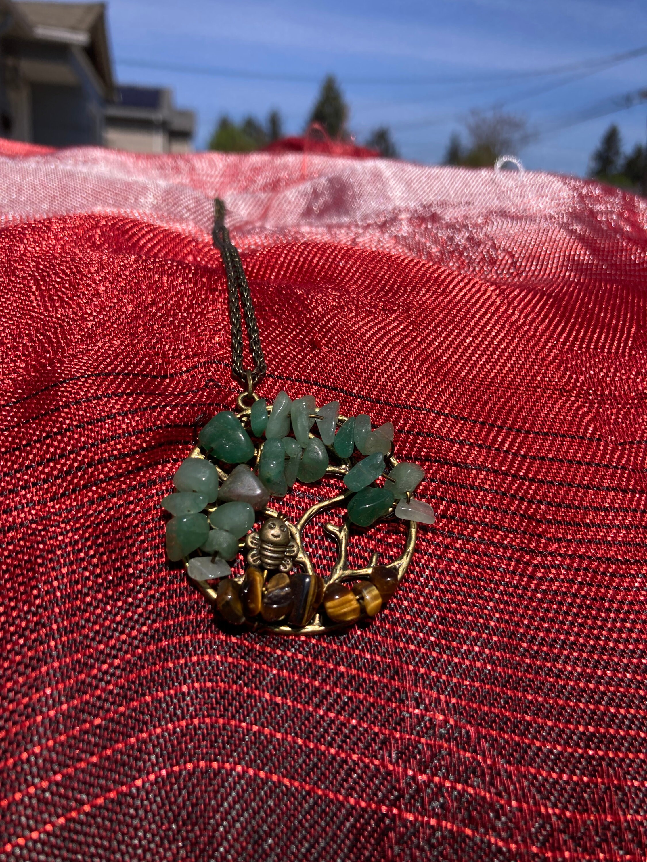Cottagecore Necklace, Nature-themed Jewelry, Cute Bee in a Tree, Multi ...
