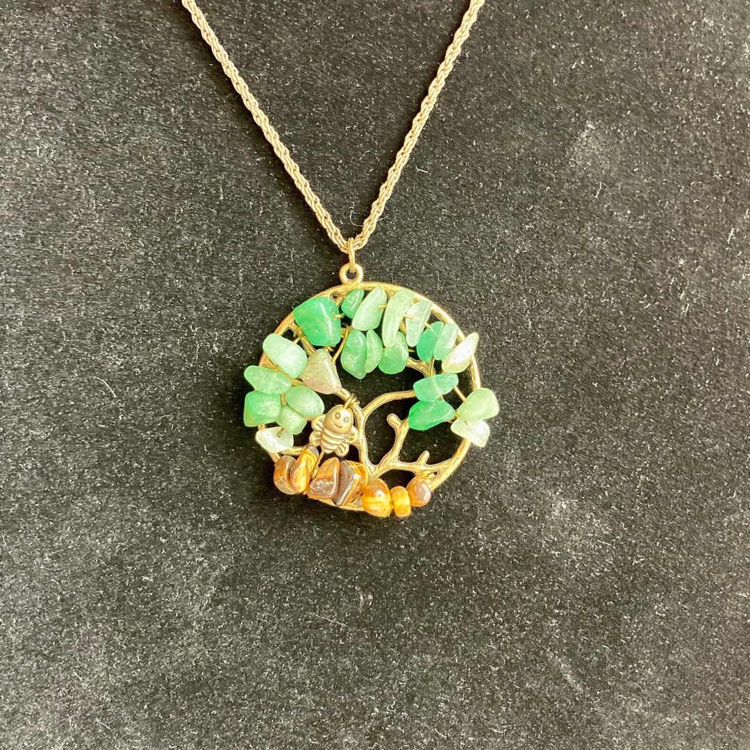Cottagecore Necklace, Nature-themed Jewelry, Cute Bee in a Tree, Multi ...
