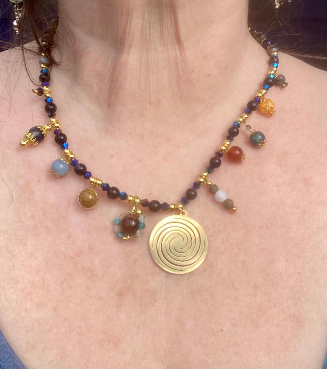 Multi Gemstone Solar System Necklace, Multi Gemstone Necklace, Gift for ...