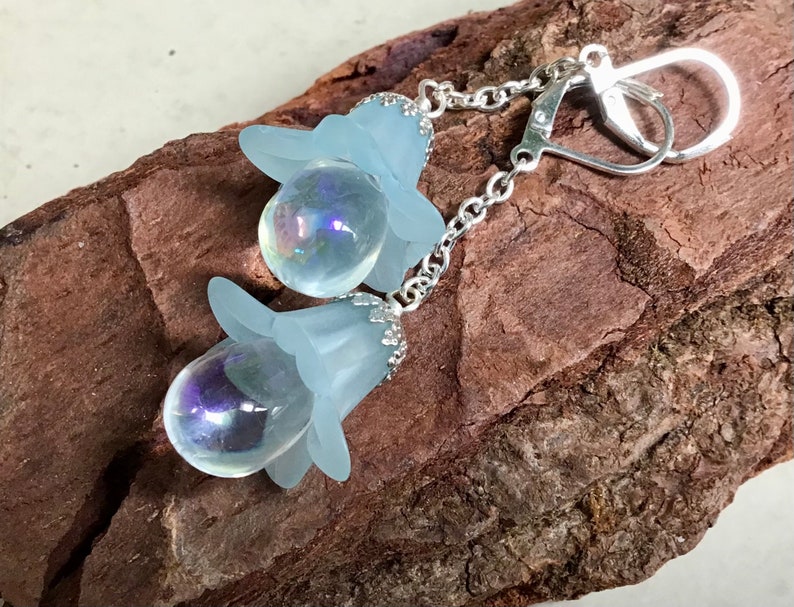 Flower Drop Earrings, Crystal Bead Teardrop, Spring Colors Earrings ...