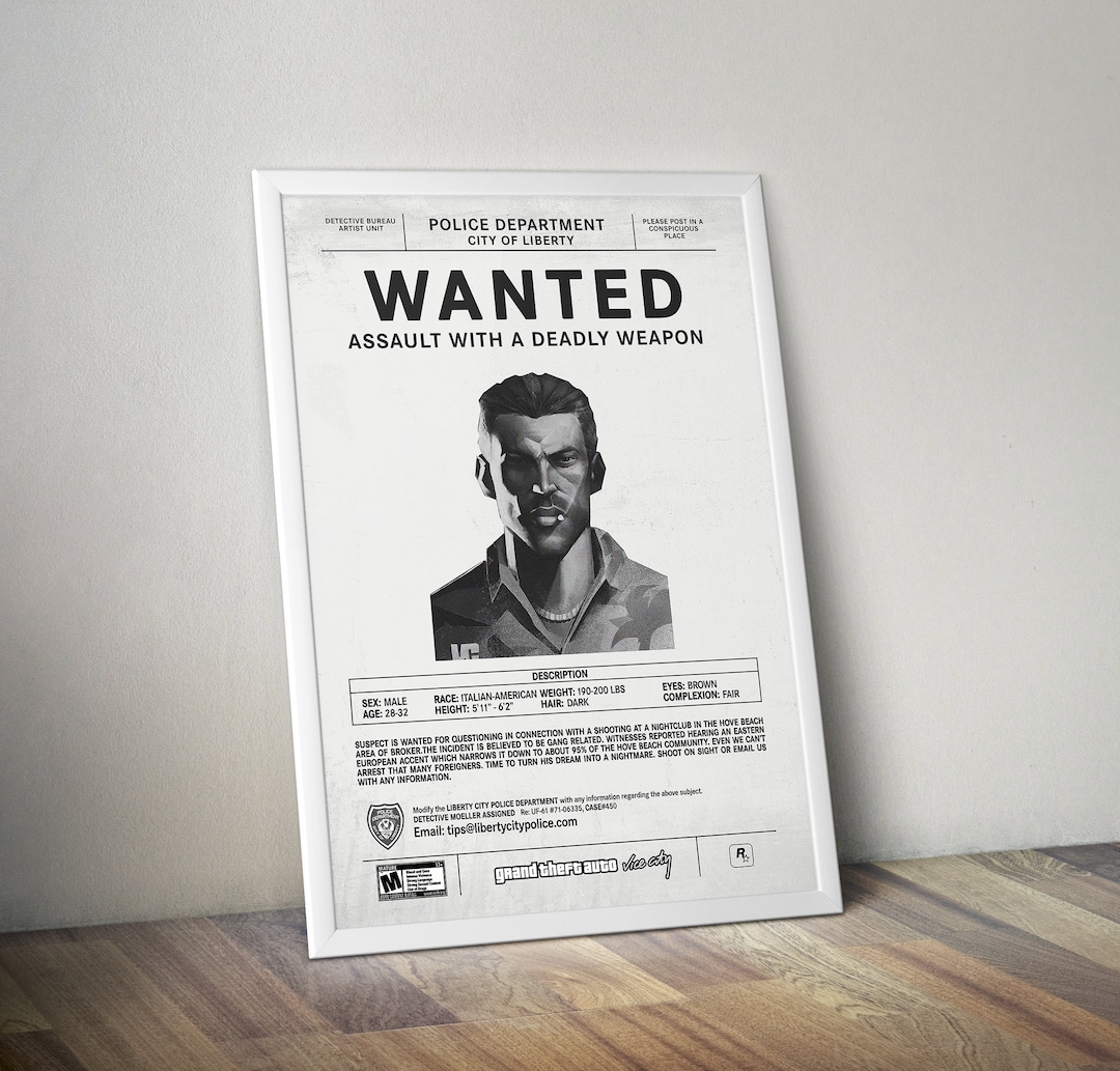 Grand Theft Auto Poster Grand Theft Auto Print GTA Gaming Poster Gaming ...