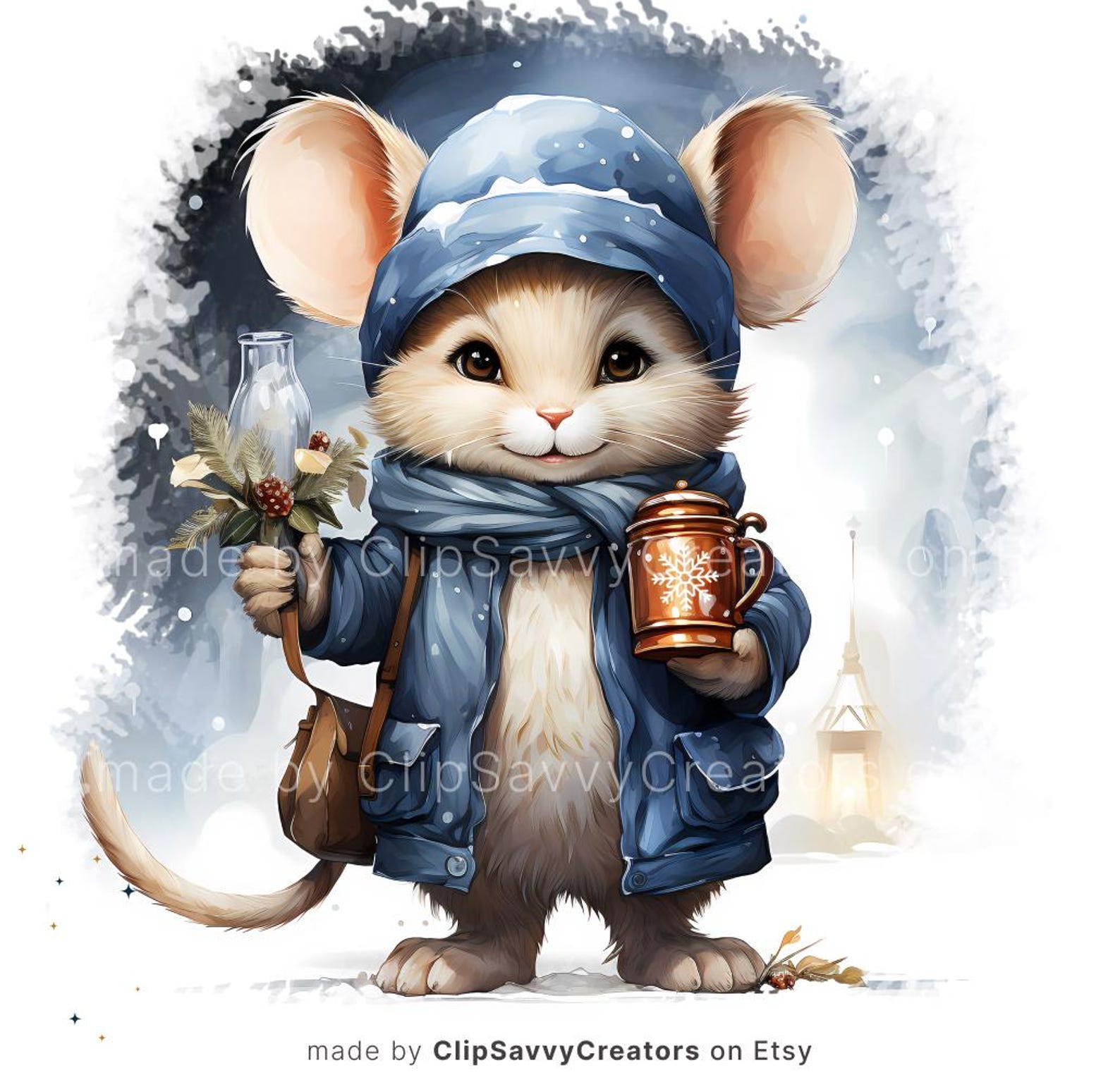 Holiday Mouse Clipart Bundle 6 Festive JPG Images for Digital Crafting ...