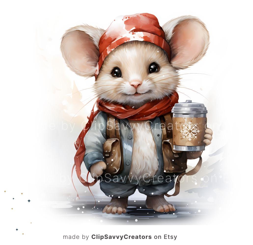 Holiday Mouse Clipart Bundle 6 Festive JPG Images for Digital Crafting ...