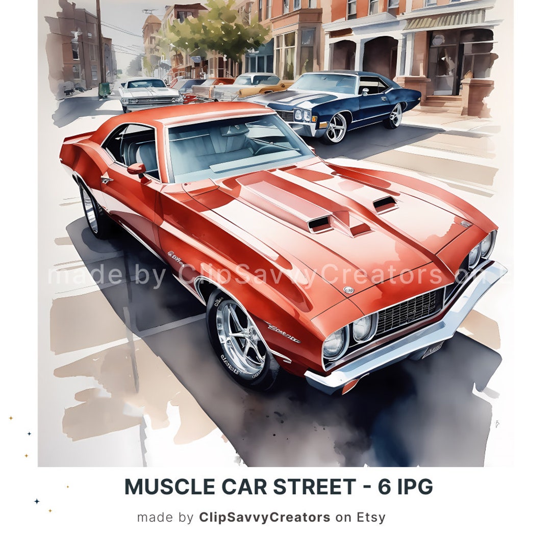 Muscle Car Clipart Set 6 High Quality Jpgs for Digital Paper Craft ...