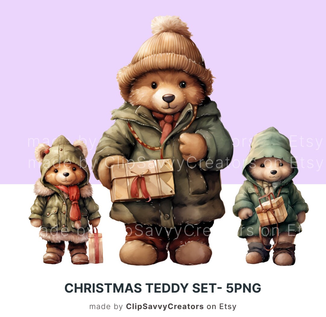 Adorable Teddy Bear Clipart Set Card Making Supplies Digital Paper ...