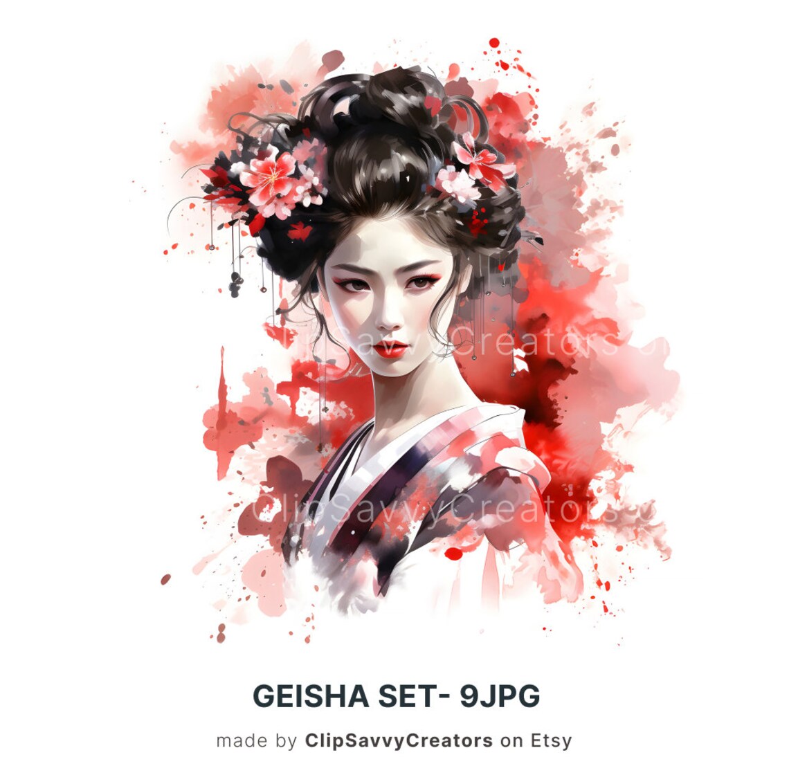 Watercolor Geisha Art Digital Download for Mixed Media Projects - Etsy