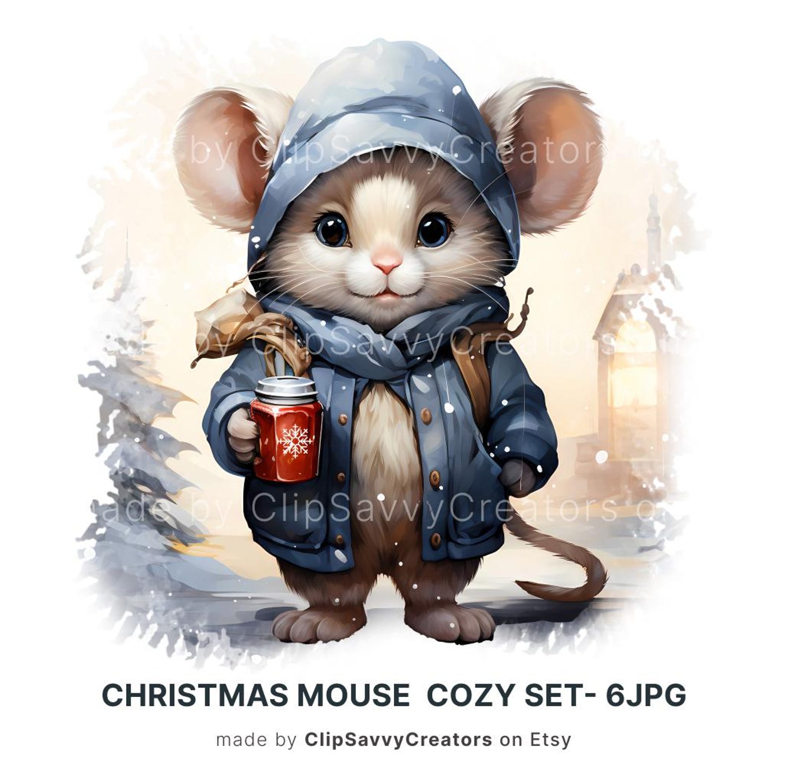 Holiday Mouse Clipart Bundle 6 Festive JPG Images for Digital Crafting ...