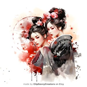 Watercolor Geisha Art Digital Download for Mixed Media Projects - Etsy