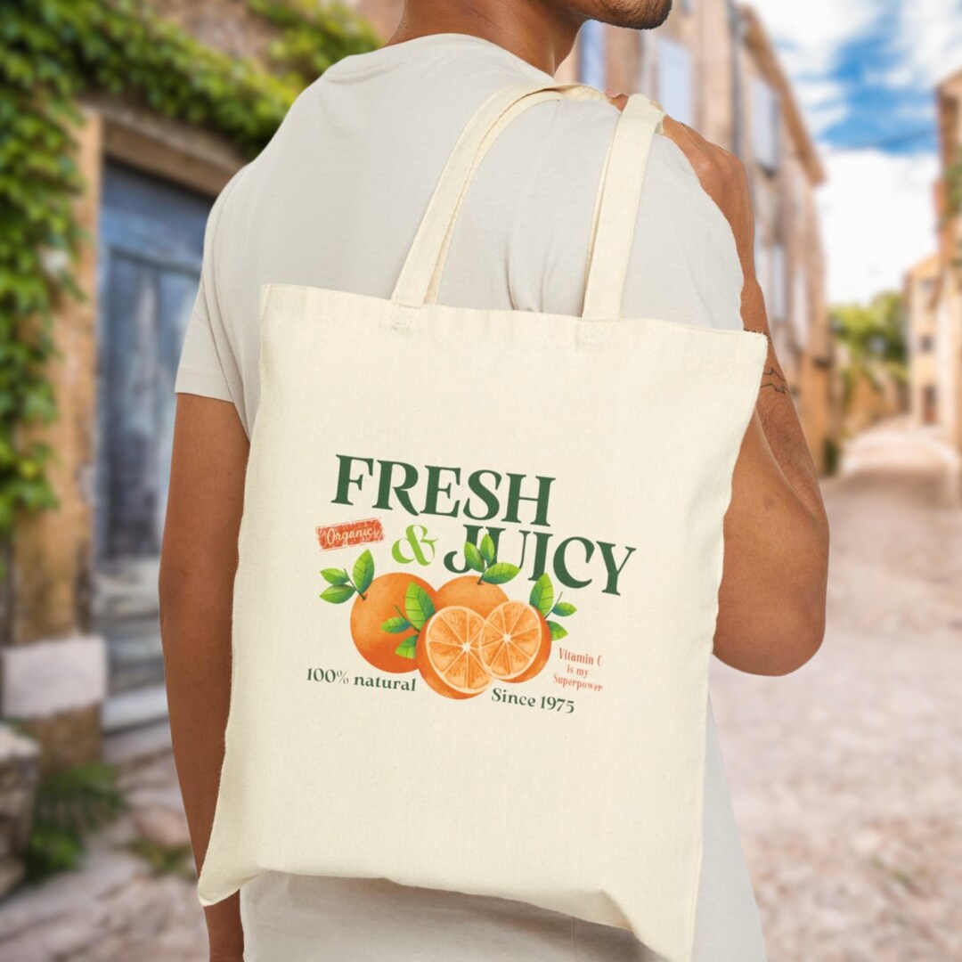 Orange Fresh Tote Bag, Summer Fruit Tote Bag, Farmers Market Tote ...