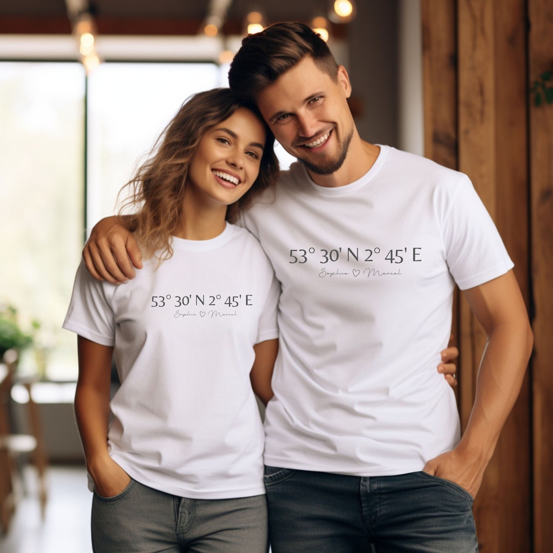 Individual Partner Shirt, Customizable With Coordinates, Couple T-shirt ...