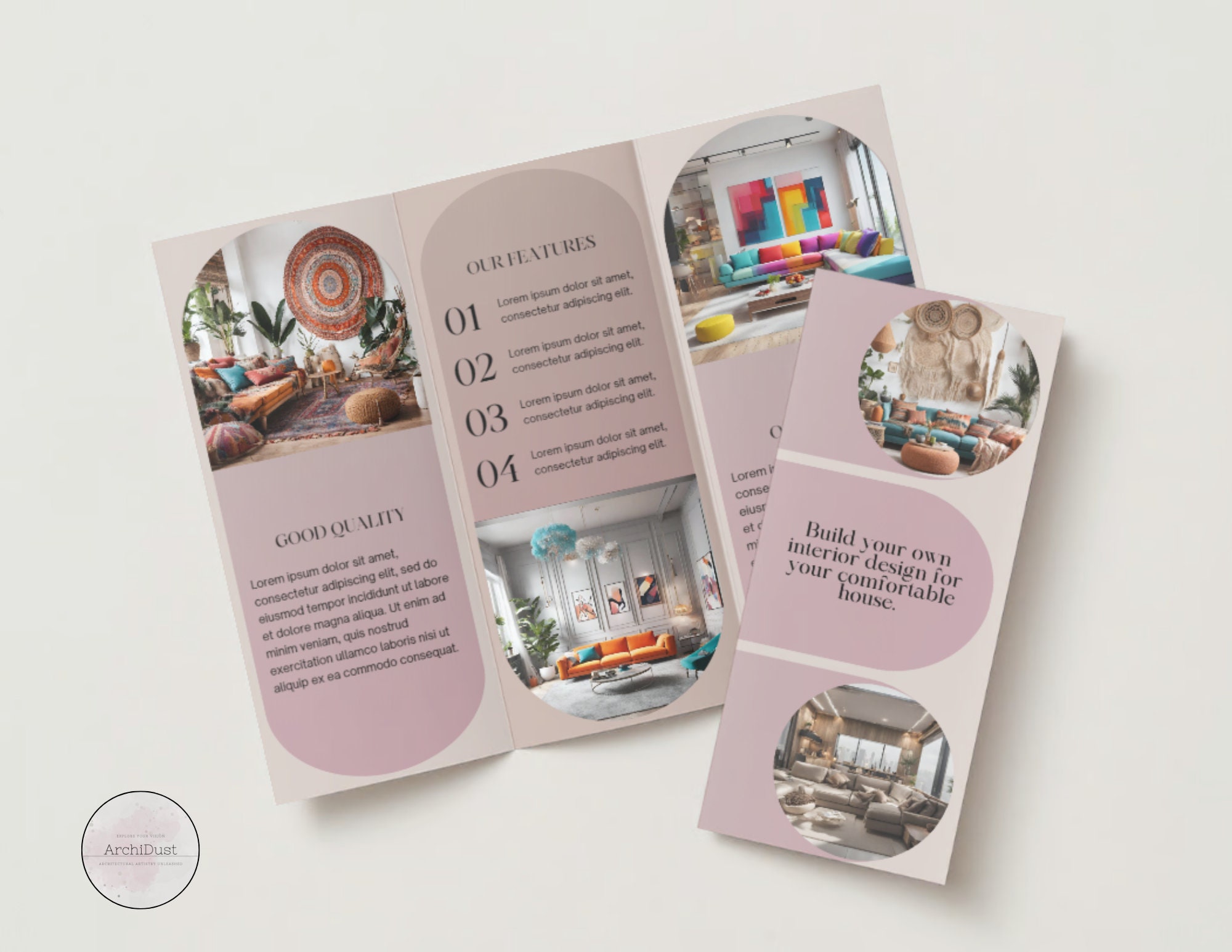 OVALE Original Trifold Brochure Template, Editable in Canva, Two-sided ...
