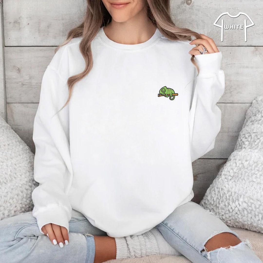 Embroidered Comma Chameleon Sweatshirt, Iguana Comma Crewneck, Reading ...