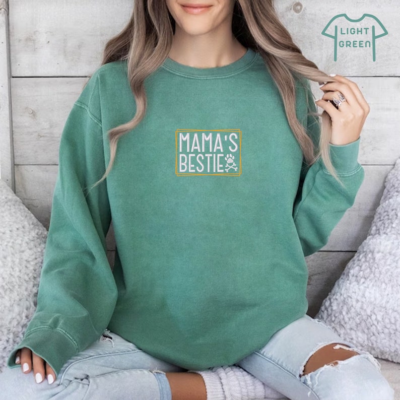 Embroidered Mama's Bestie Sweatshirt, Mama Clothes, Boys and Girls ...