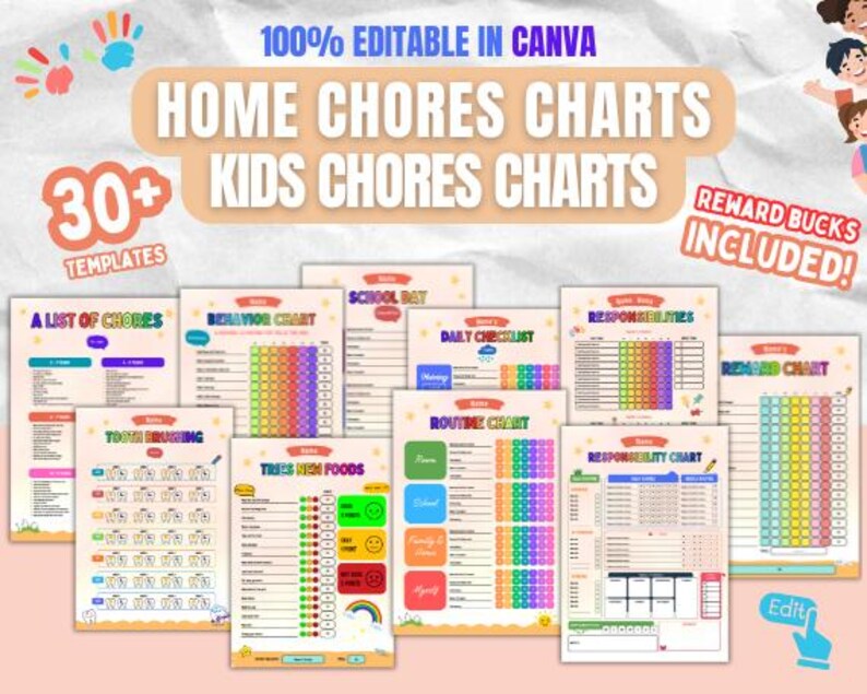 Kids Daily Schedule Chore Chart for Kids, Creative Printable Planner ...