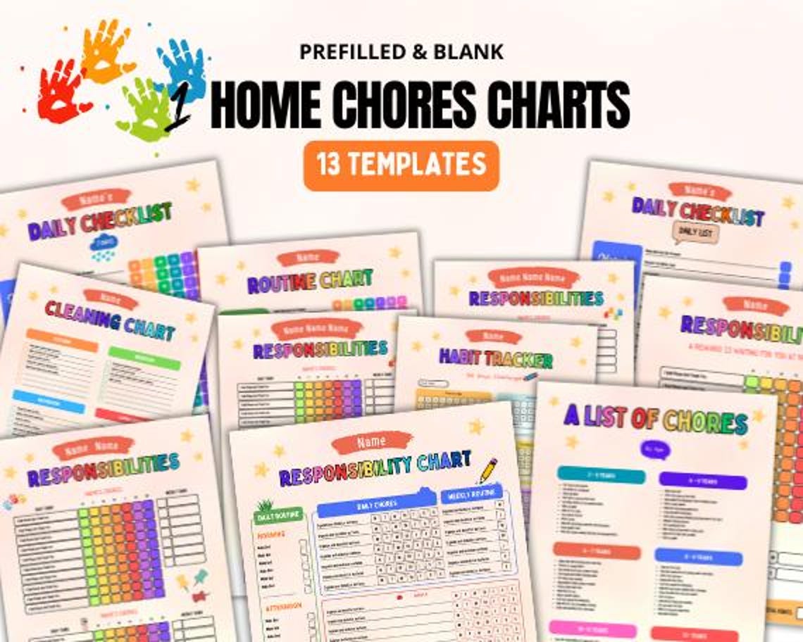 Kids Daily Schedule Chore Chart for Kids, Creative Printable Planner ...