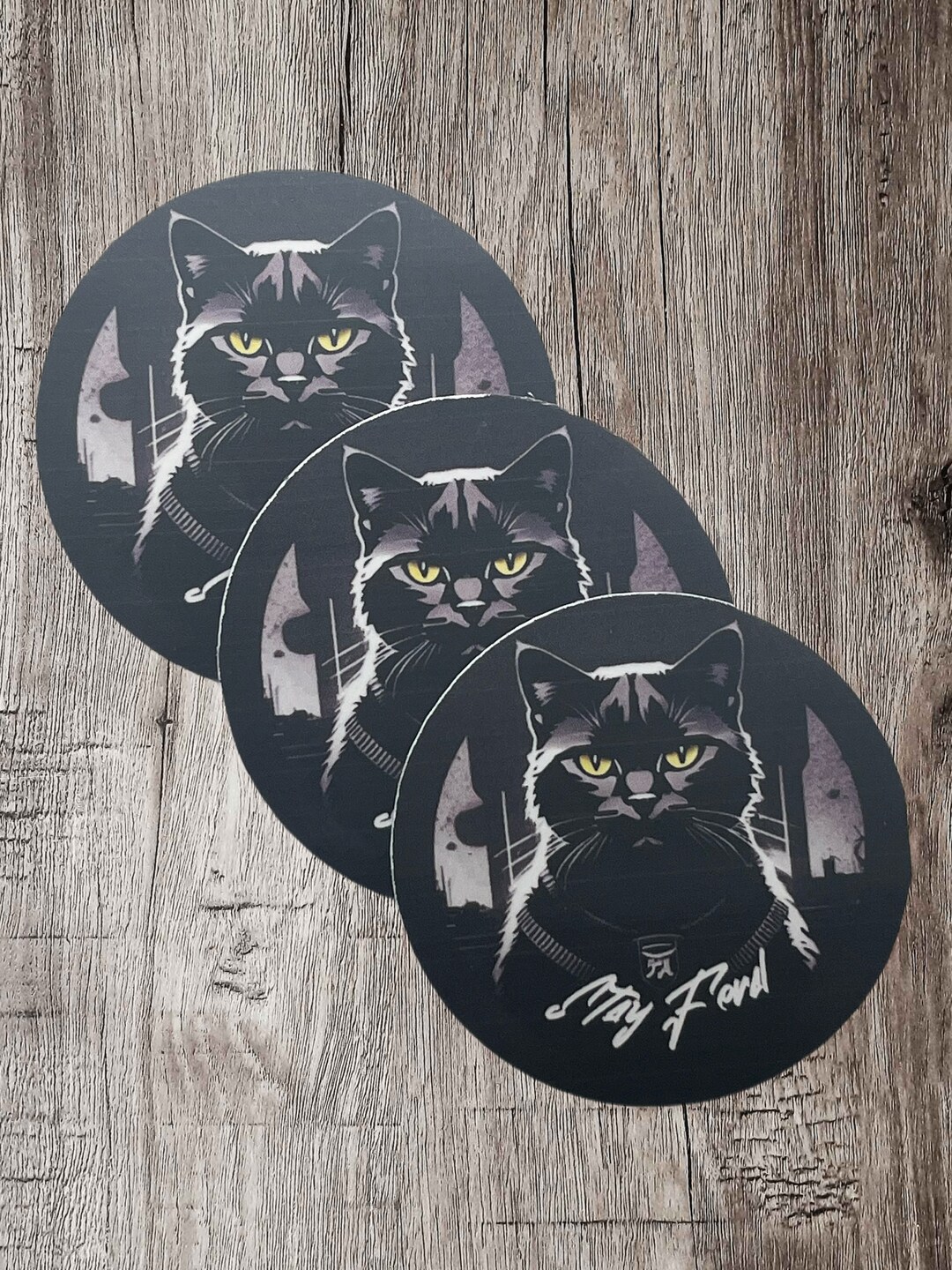 Black Cat Stay Feral Stickers, Gift for Cat Owners Lovers Cat Dads and ...
