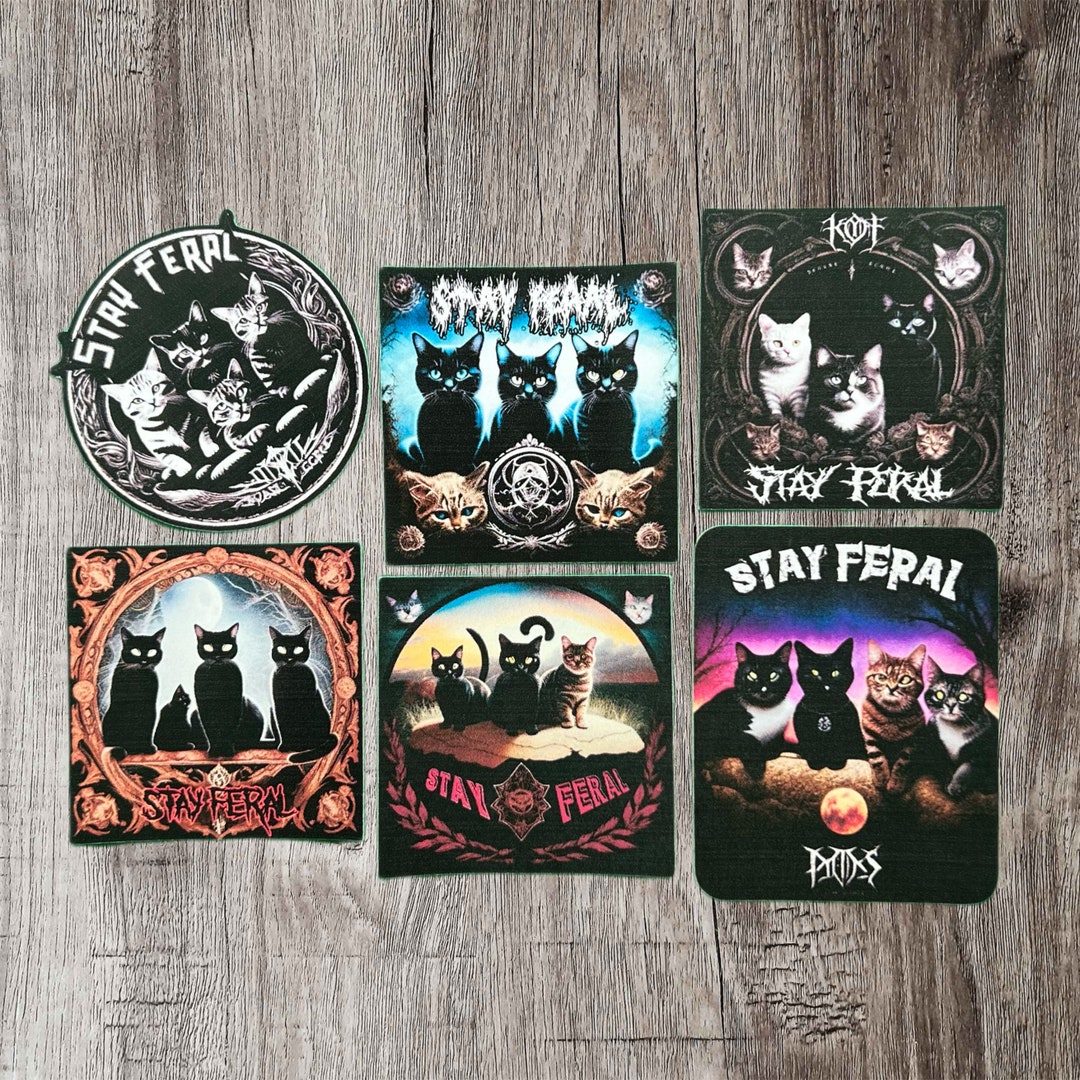 Stay Feral Sticker Pack 2 Metal Cat Themed Stickers - Etsy