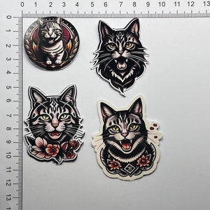 Cat Sticker American Traditional Style, Cool Cat Window Car Waterbottle ...