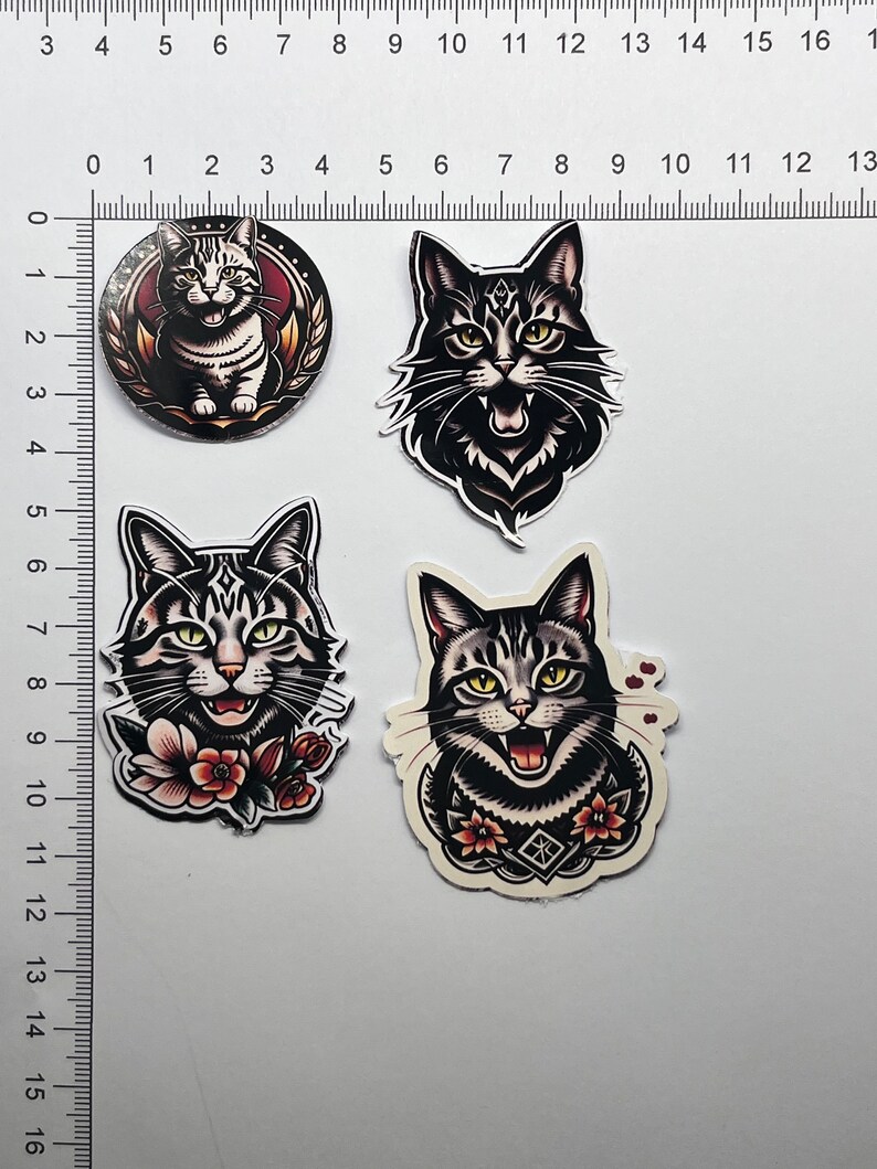 Cat Sticker American Traditional Style, Cool Cat Window Car Waterbottle ...