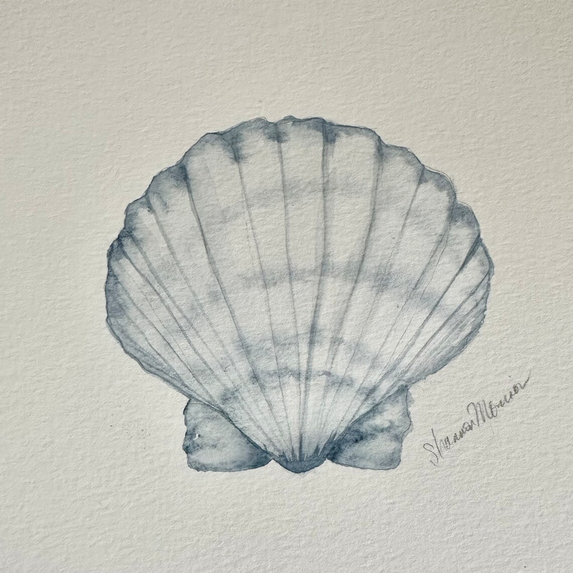 Beachy Seashell Watercolor Painting Set, Conch Shell Coastal Watercolor ...