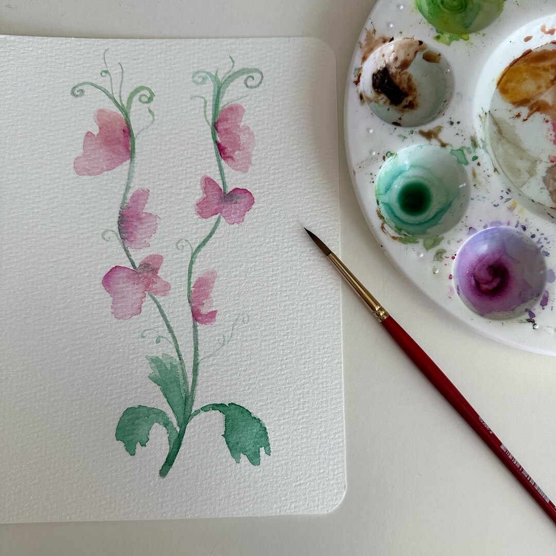 Pink Floral Watercolor Cards, Watercolor Flower Thank You Card, Any ...