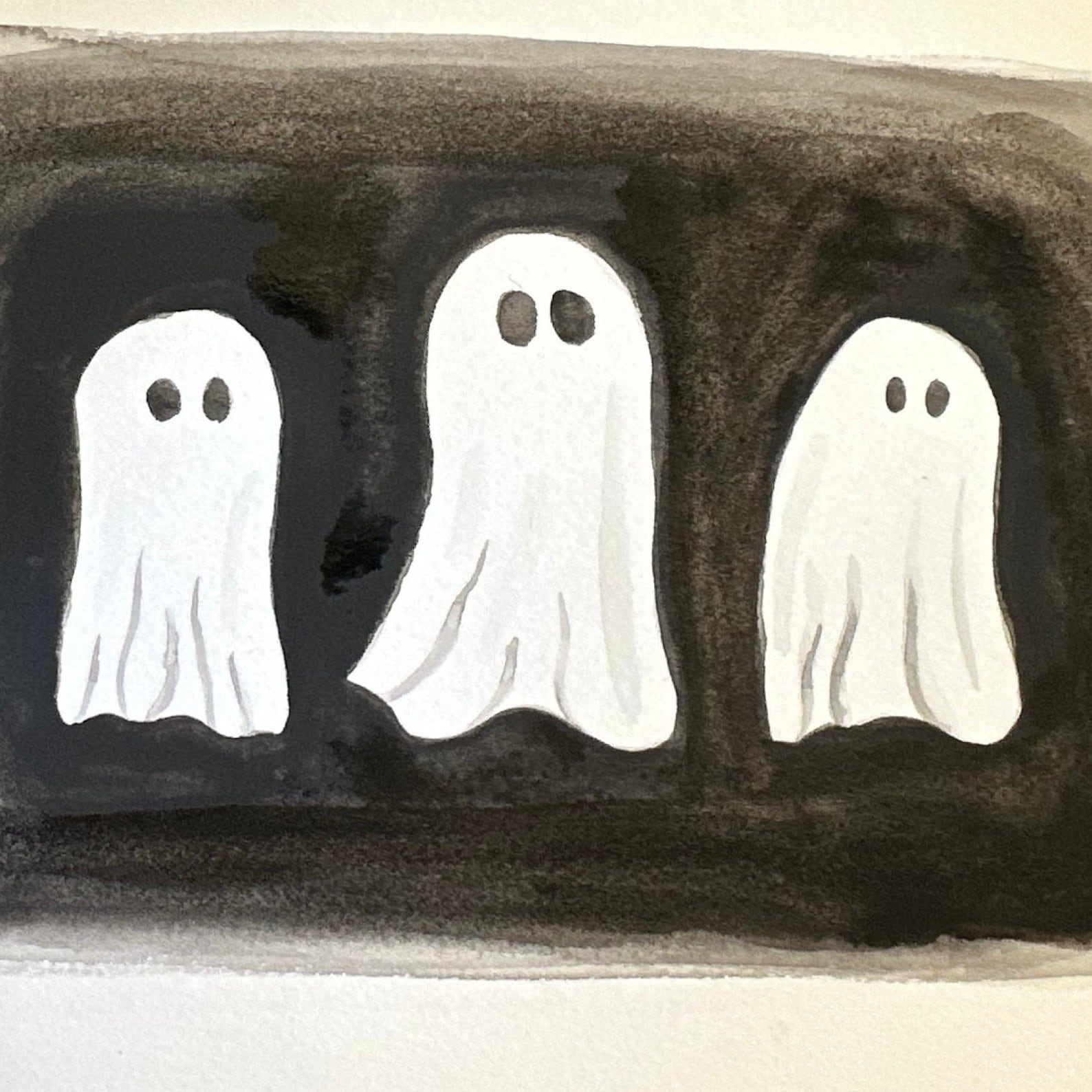 Cute Ghost Painting, Simple Halloween Art, Halloween Ghosts, Gift for ...