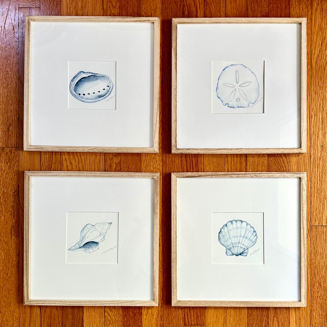 Beachy Seashell Watercolor Painting Set, Conch Shell Coastal Watercolor ...