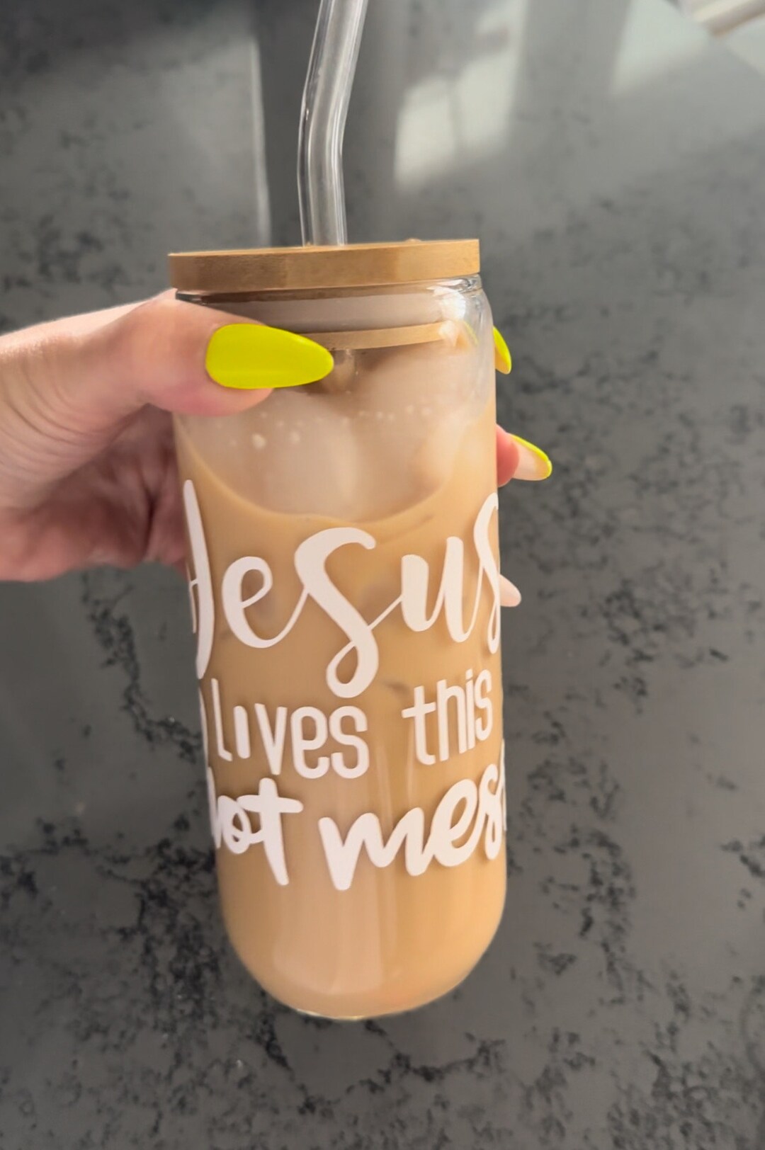 Jesus Loves This Hot Mess Glass Tumbler W/ Glass Straw - Etsy