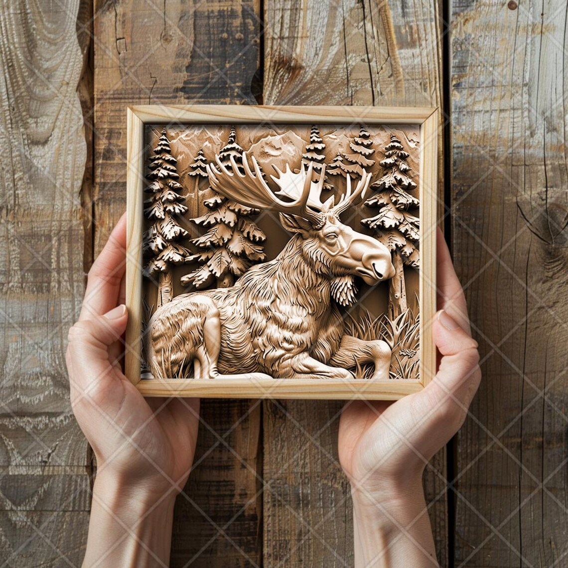 Moose Sitting Scene Forest Bull Wildlife Jungle Forest 3d Laser File ...