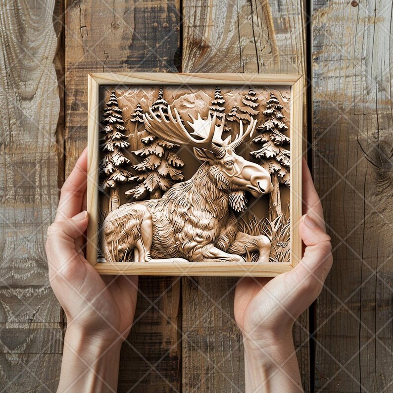 Moose Sitting Scene Forest Bull Wildlife Jungle Forest 3d Laser File ...