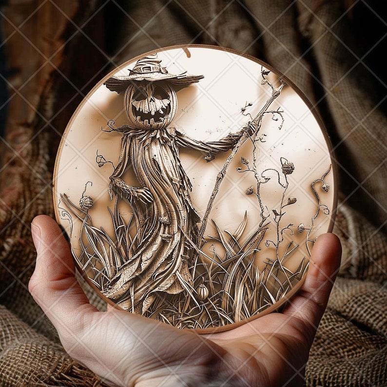 Scarecrow Pumpkin King Grass Field Spooky Halloween 3d Laser File ...