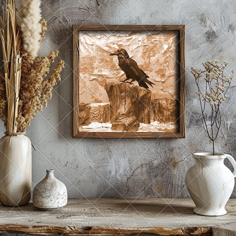 Raven Crow Gothic Halloween Scene Dark Magic Bird 3d Laser File Coaster ...