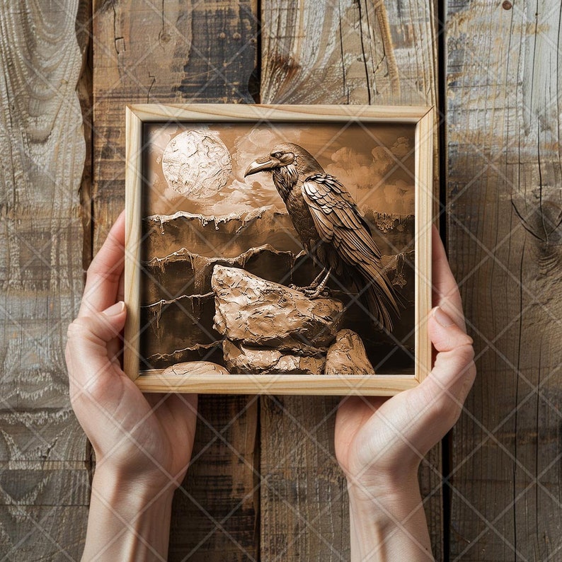 Raven Crow Gothic Halloween Scene Dark Magic Bird 3d Laser File Coaster ...