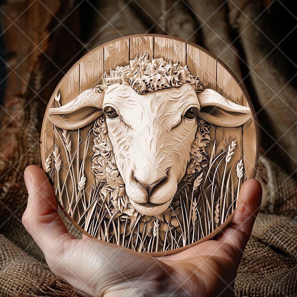 Sheep Head Face Grass Scene Wool Lamb Portrait Pasture 3d Laser File ...