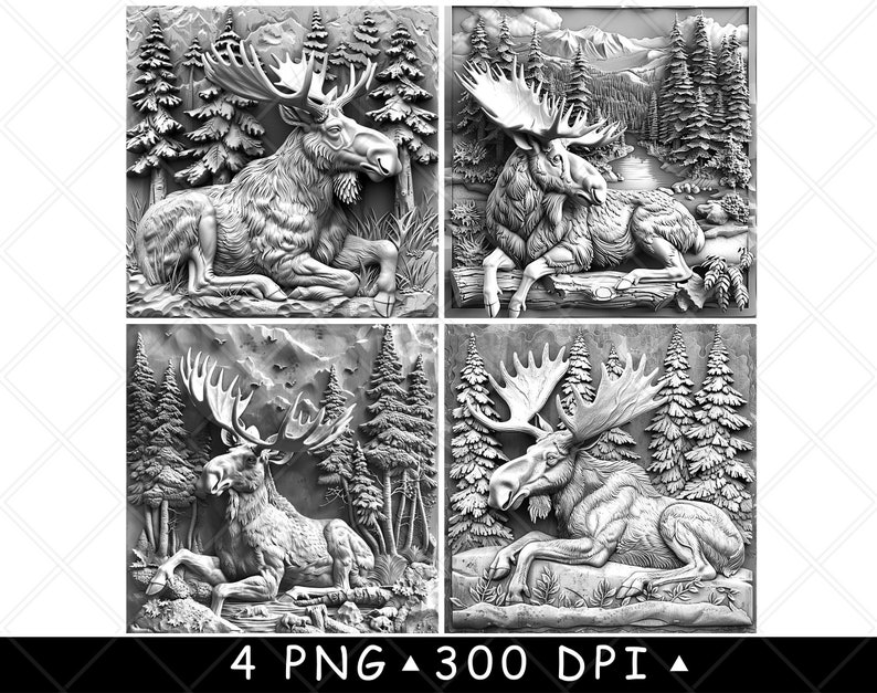 Moose Sitting Scene Forest Bull Wildlife Jungle Forest 3d Laser File ...