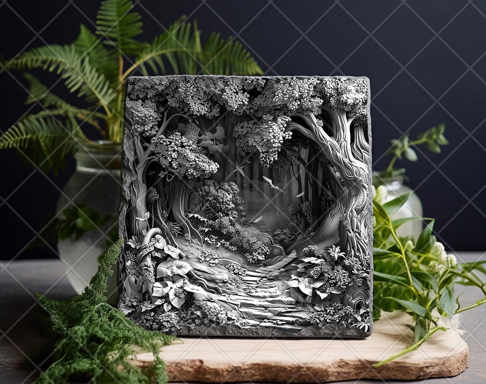 Forest Scene Woodland Trail Towering Trees Rainforest 3d Laser File ...