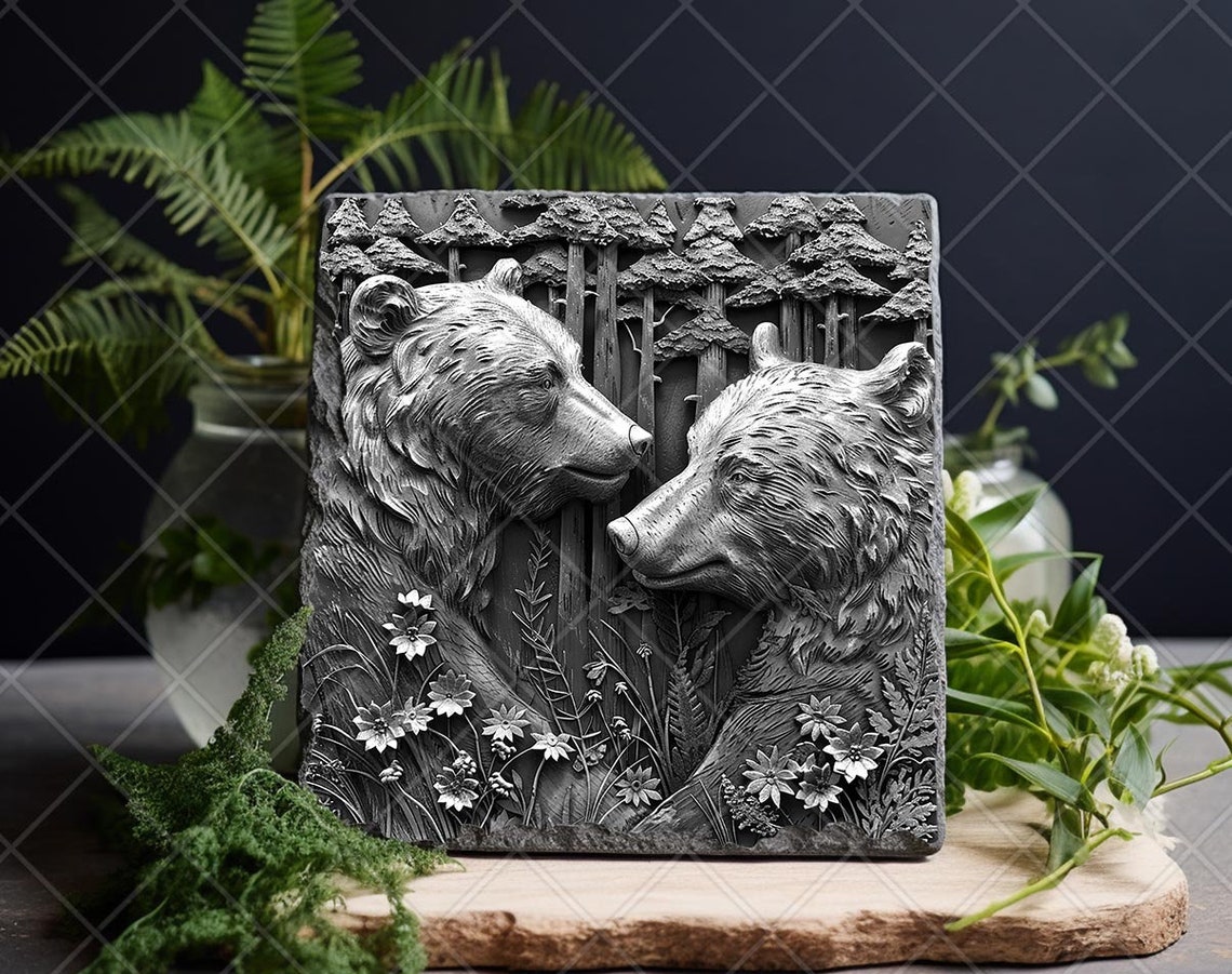 Grizzly Bear Couple Forest Scene Wild Animal Nature 3d Laser File ...